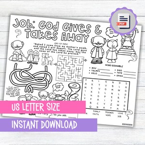 Job: God Gives and Takes Activity Placemat, Bible Story Coloring ...