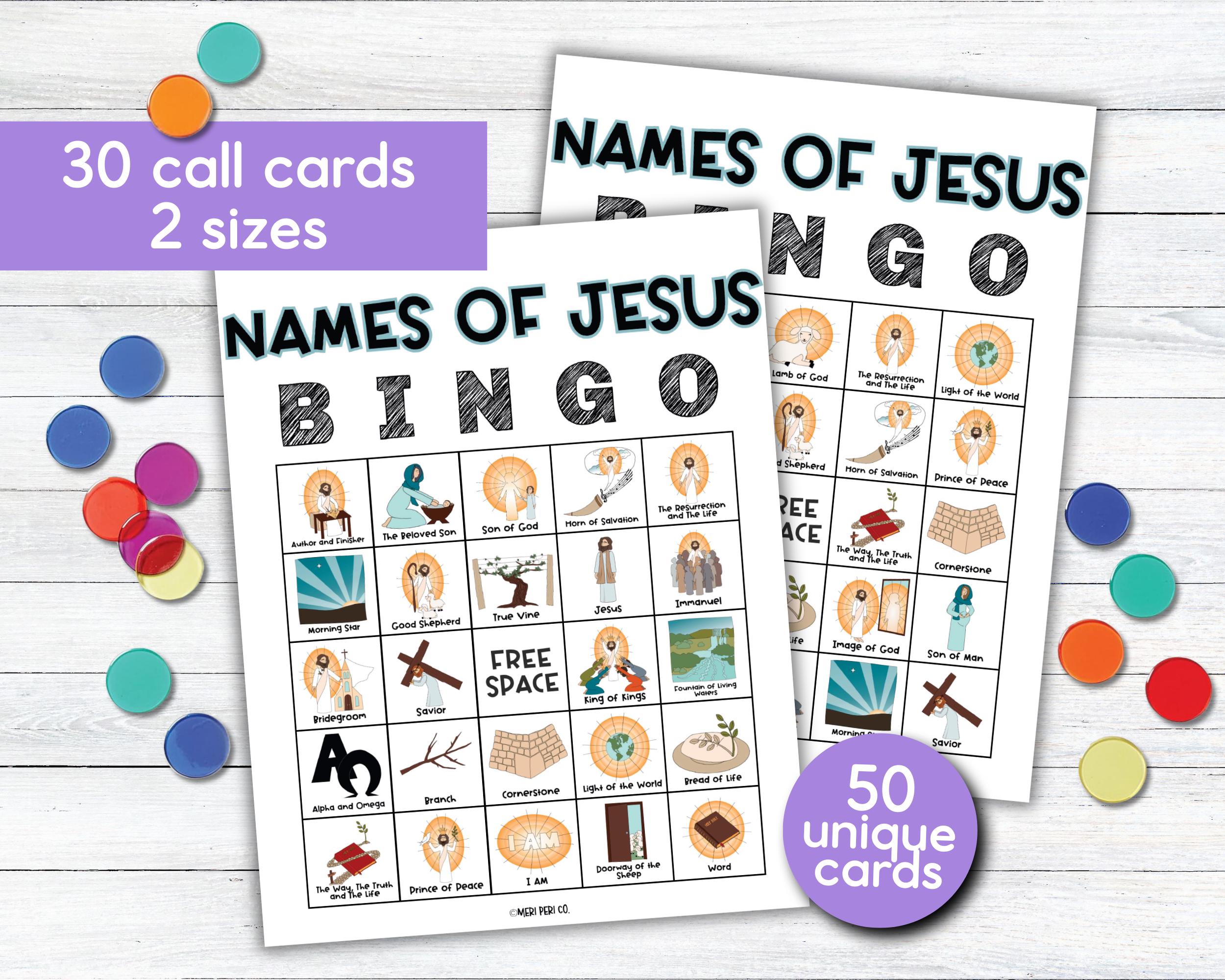 Names of Jesus Bingo Game | Christian Games for Church, Sunday School ...
