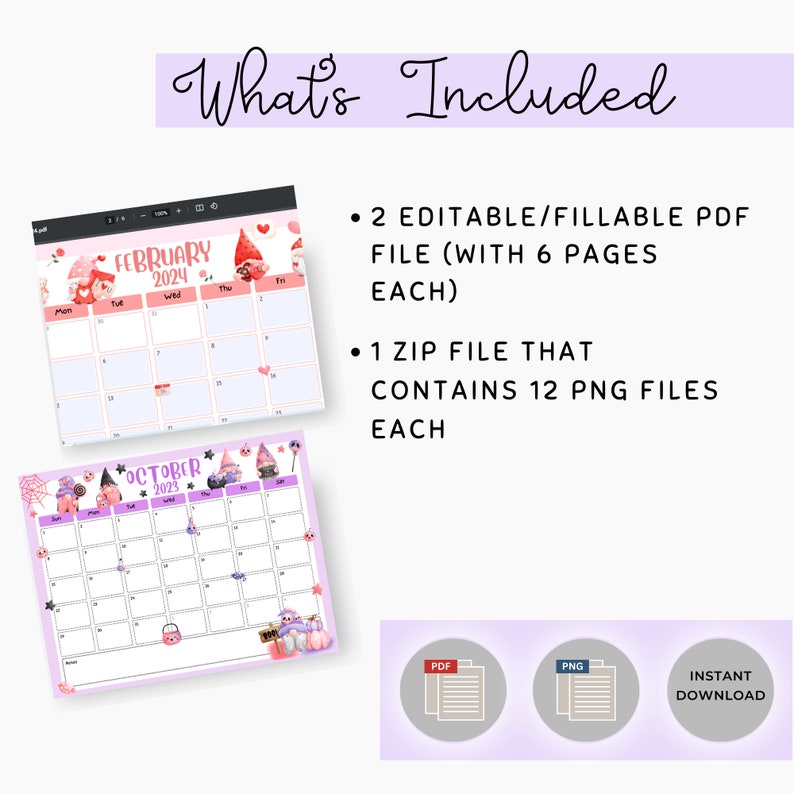 Academic Calendar 2023-2024 Gnome Calendar, Editable/fillable Gnome ...