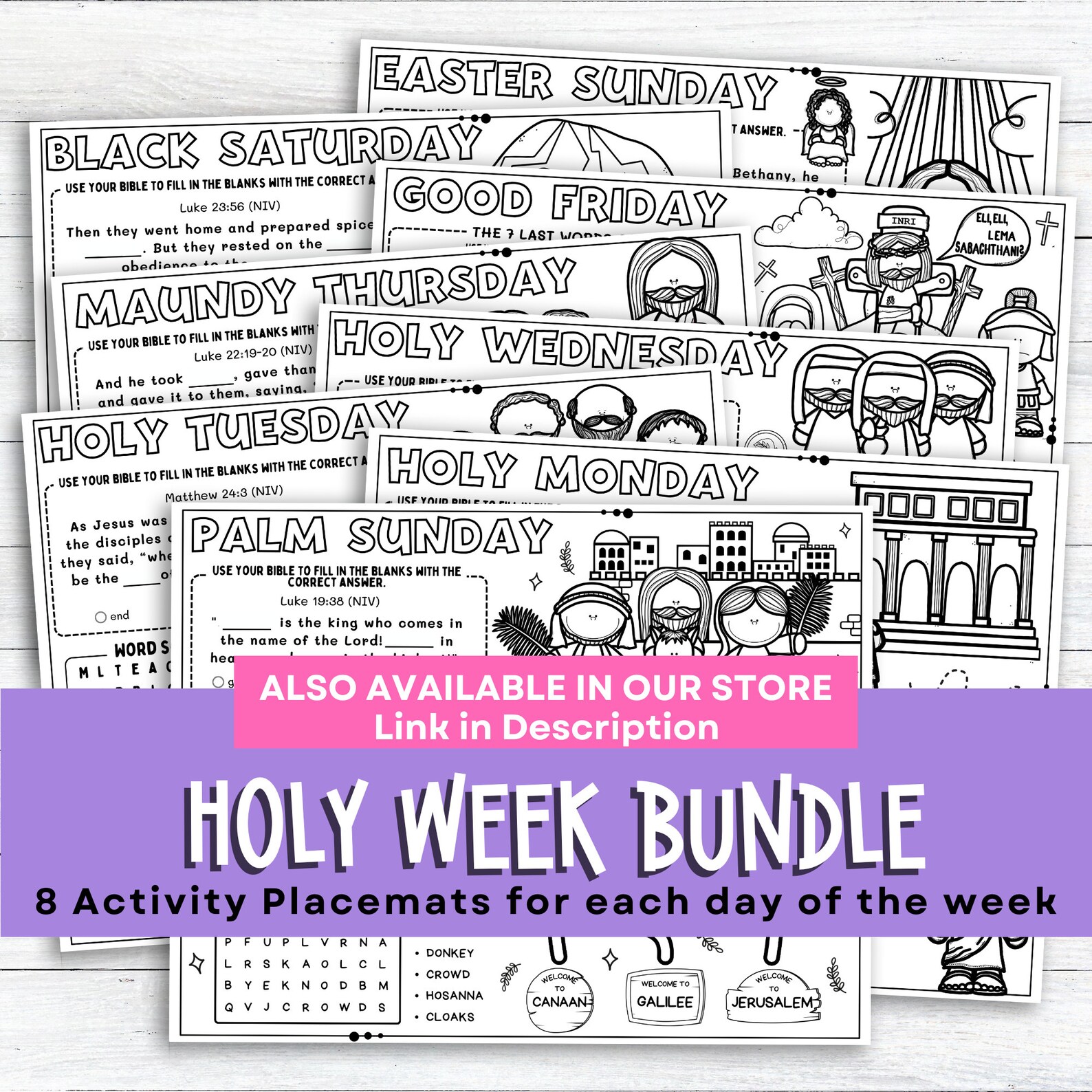 Easter Activity Placemat, Bible Story Coloring Placemat as Kids ...