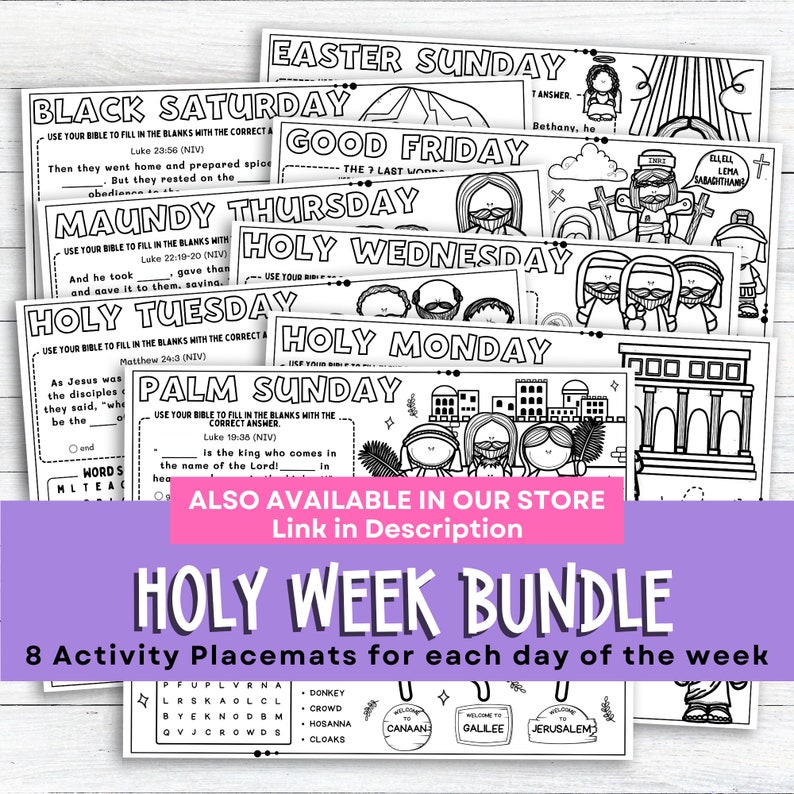 Easter Activity Placemat, Bible Story Coloring Placemat as Kids ...