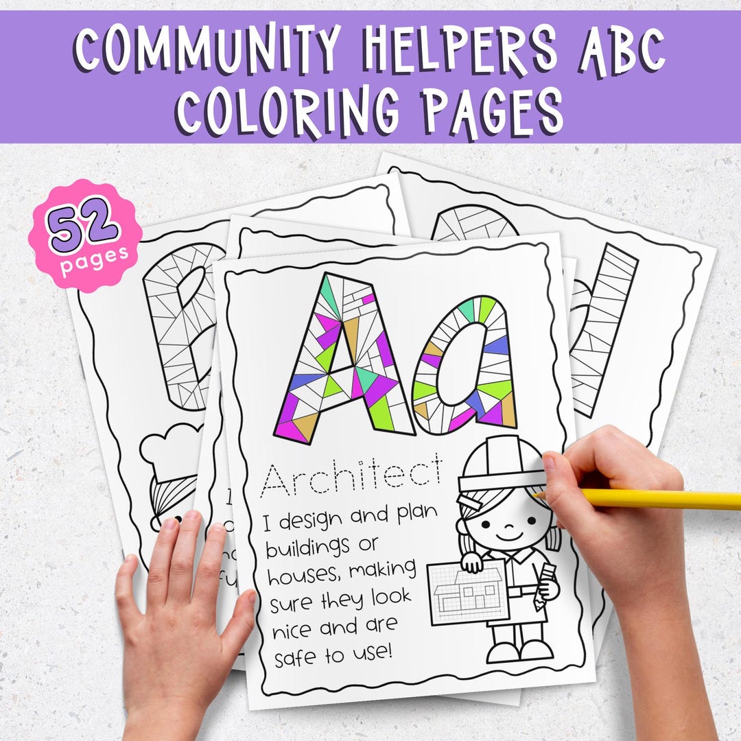 Community Helpers ABC Coloring Pages for Preschool, Toddlers and ...