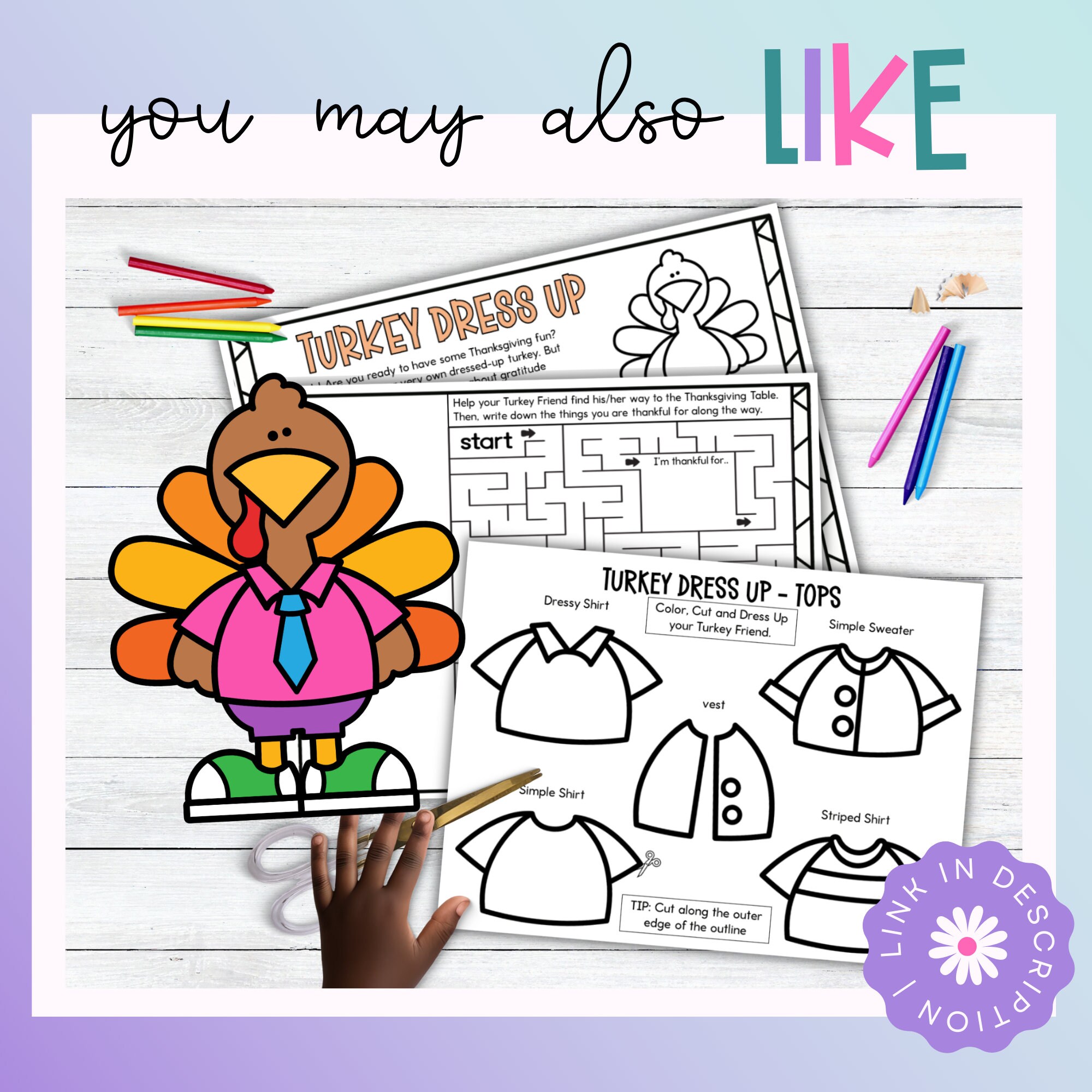 Disguise-a-turkey Activity Kit for Kids, Thanksgiving Craft and ...