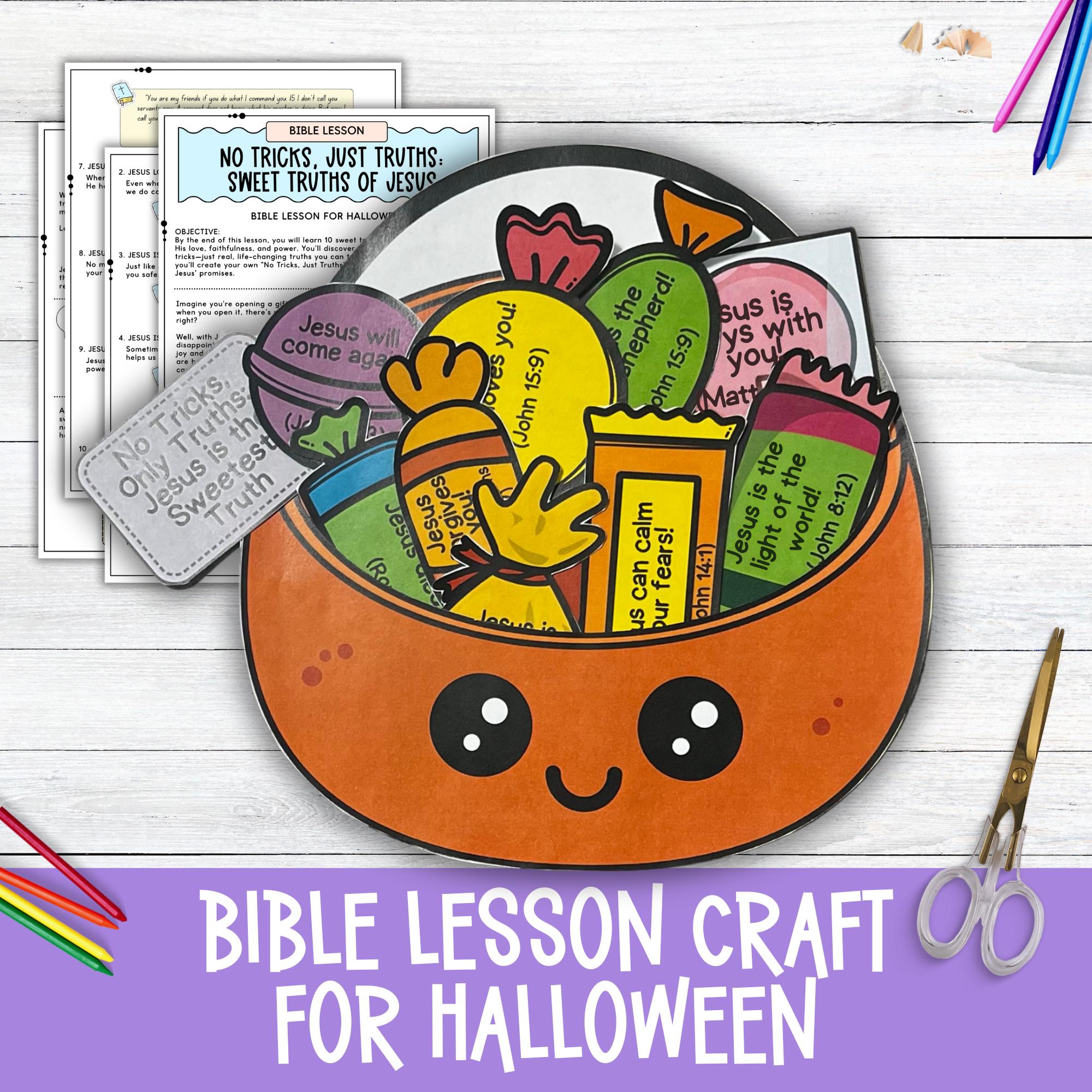 Bible Lesson Craft for Halloween, 10 Truths of Jesus as Halloween Sweet ...