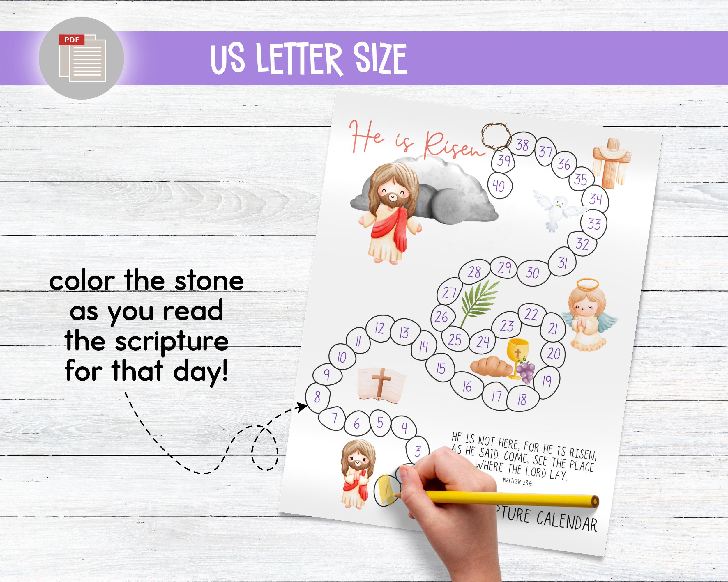 40 Days of Lent Countdown Calendar, Lenten Scripture Calendar for ...