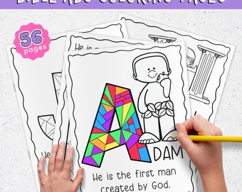 Bible Alphabet Coloring Pages - Etsy