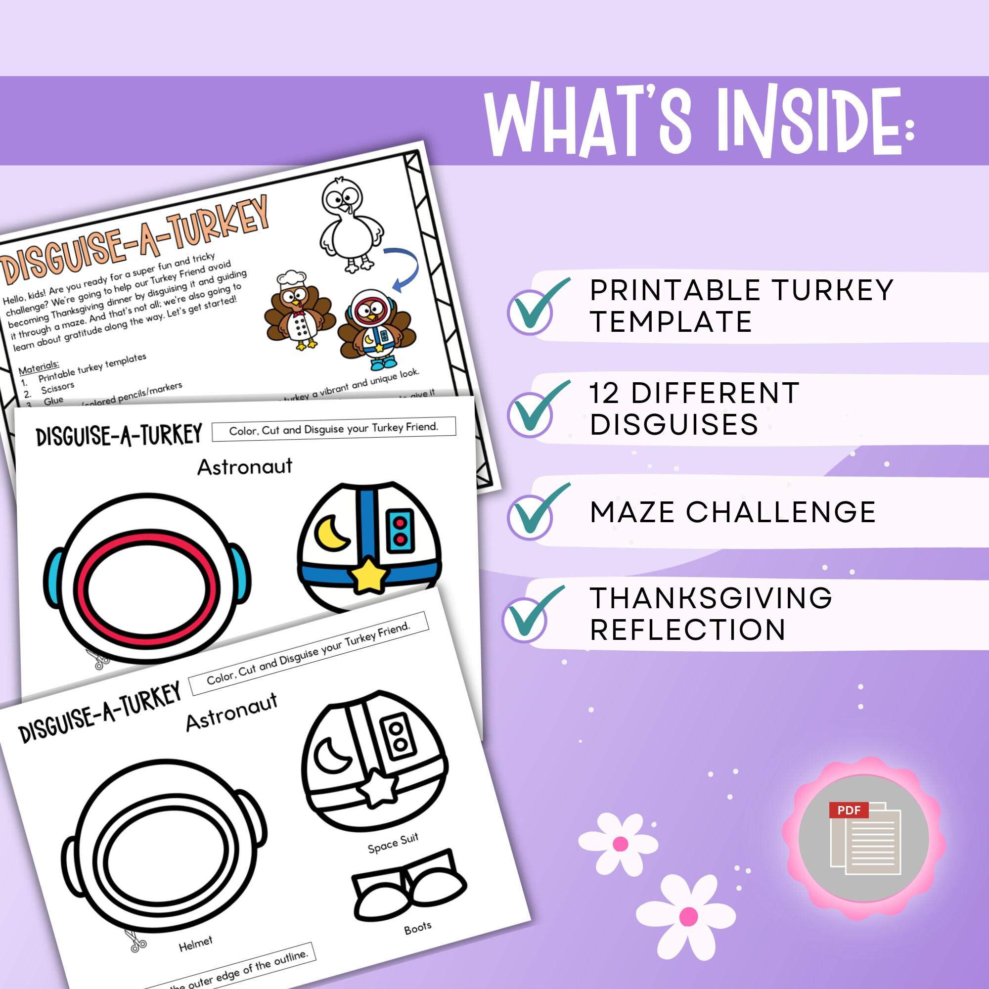 Disguise-a-turkey Activity Kit for Kids, Thanksgiving Craft and ...
