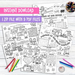The Parables Bundle Activity Placemat, Parables of Jesus Coloring ...