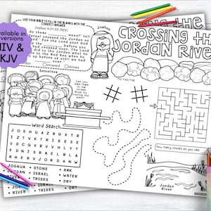 Crossing the Jordan River Activity Placemat, Joshua Bible Story ...
