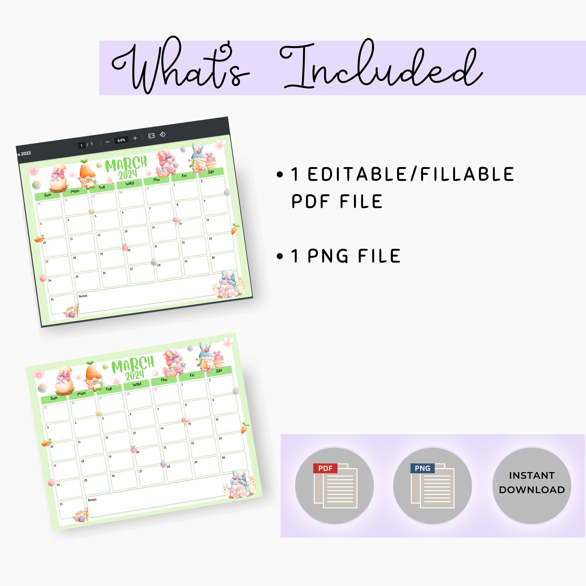 March 2024 Easter Gnome Calendar, EDITABLE/FILLABLE Easter Gnome ...