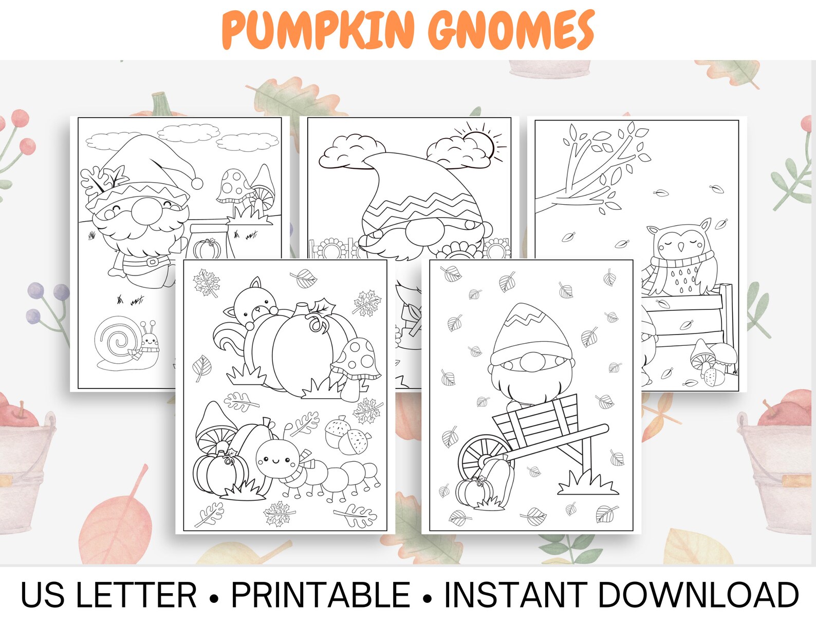 Pumpkin Gnome Coloring Pages - 10 Printable Pumpkin Gnome Coloring ...