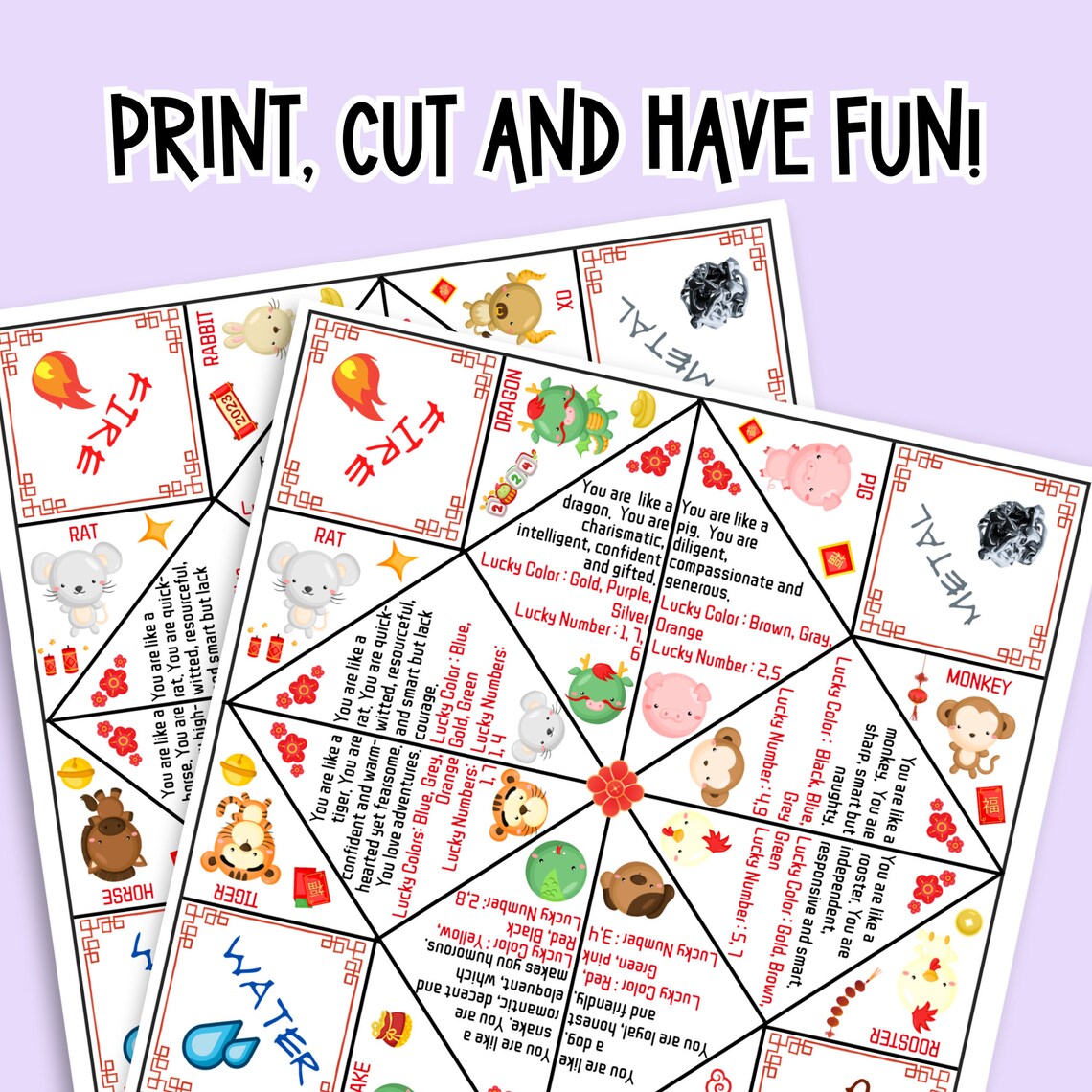 Lunar New Year Cootie Catcher - Chinese New Year Paper Fortune Teller ...