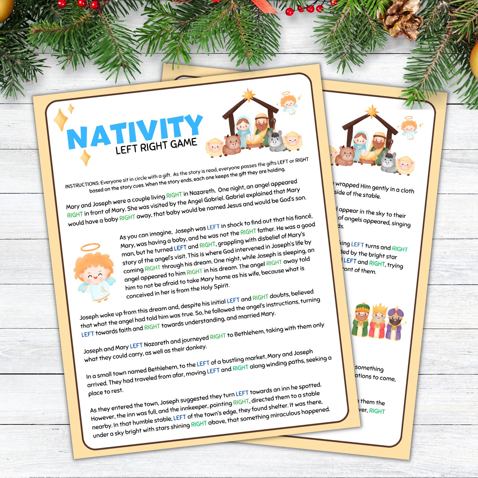 The Nativity Left Right Game, Christmas Left Right, Christmas Party and ...