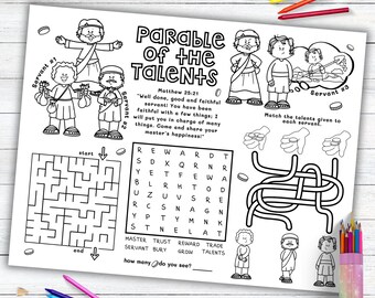 The Garden of Eden Activity Placemat, Adam and Eve Bible Story Coloring ...