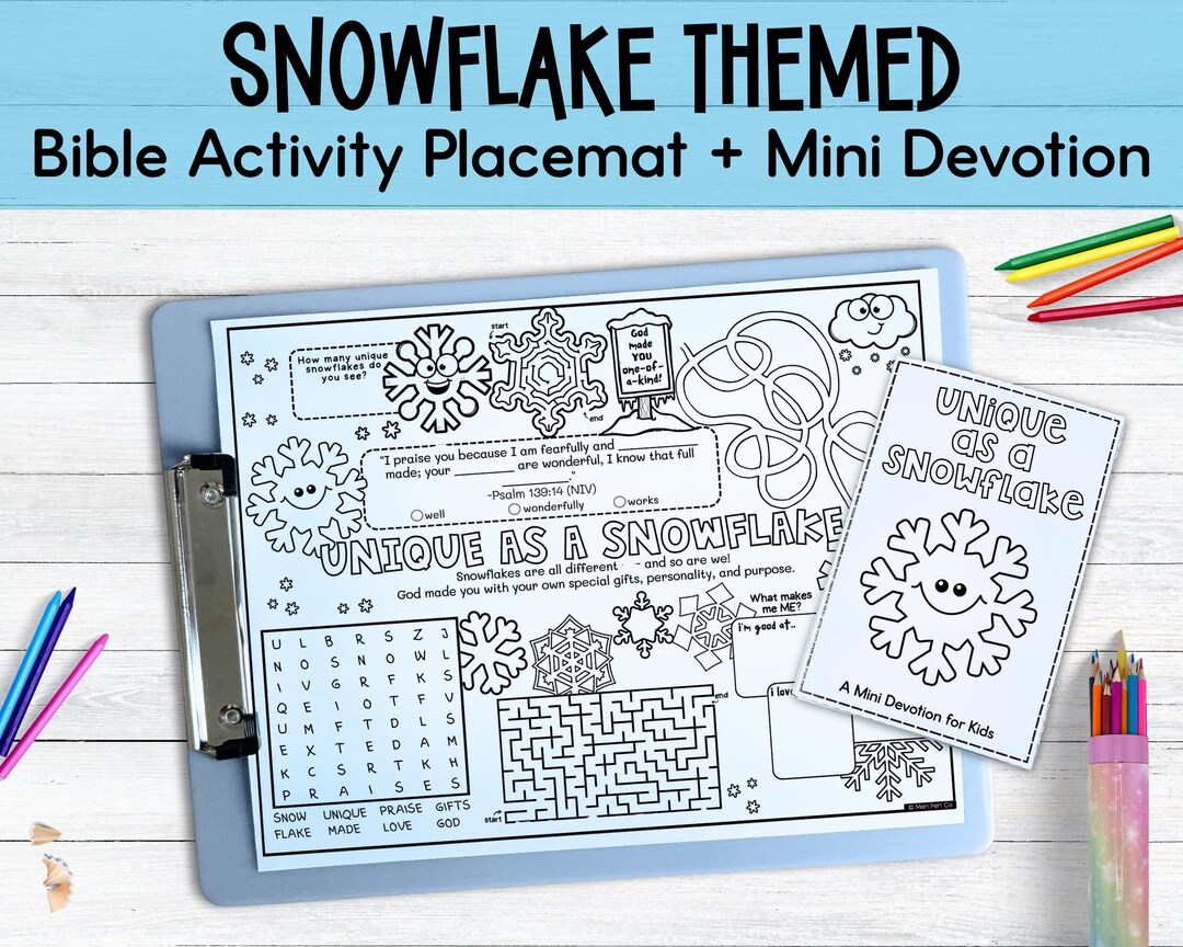 Snowflake Themed Bible Activity Set for Winter, Sunday School and ...