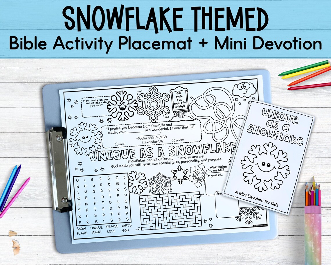Snowflake Themed Bible Activity Set for Winter, Sunday School and ...