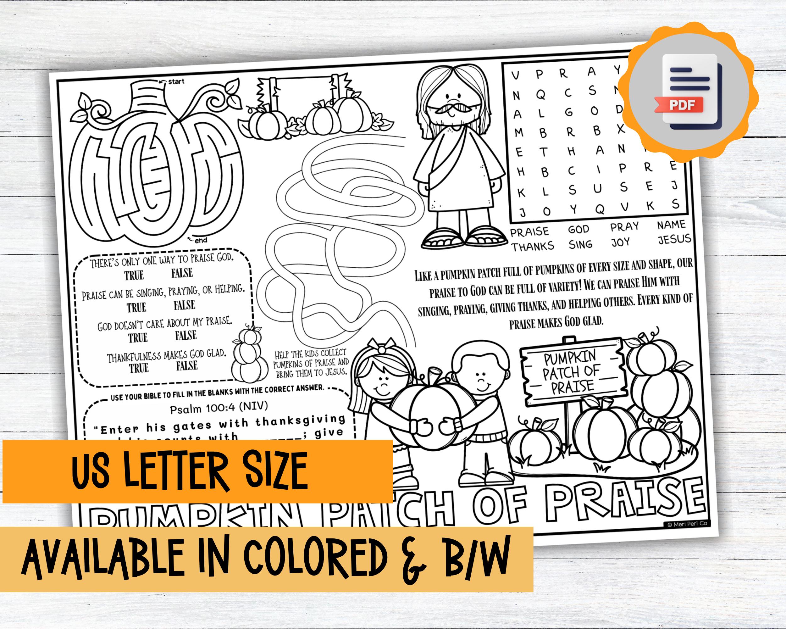Pumpkin Patch Themed Bible Activity Set for Fall/harvest, Sunday School ...
