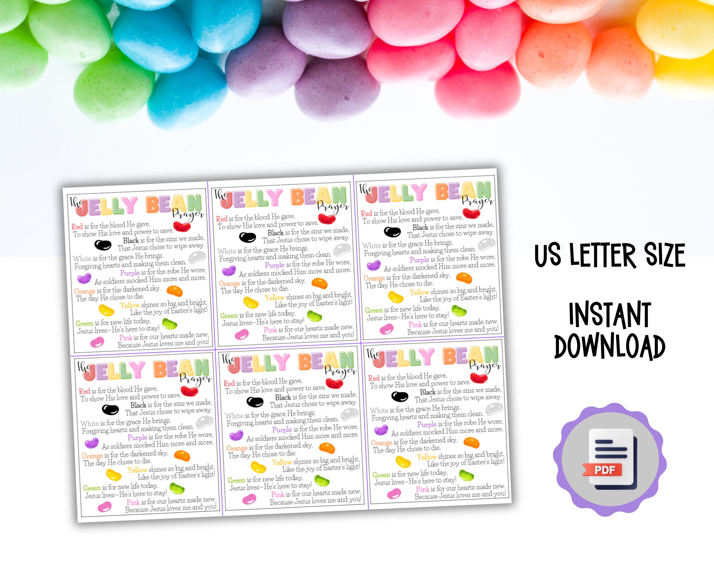 Jelly Bean Prayer Candy Bag Tag – Printable Easter Favor, Easter Sunday ...