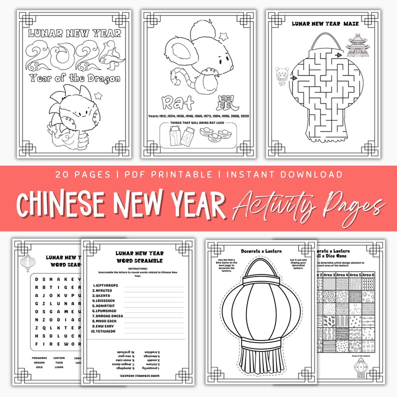 Chinese New Year Coloring Activity Pages | Lunar New Year Kids Activity ...