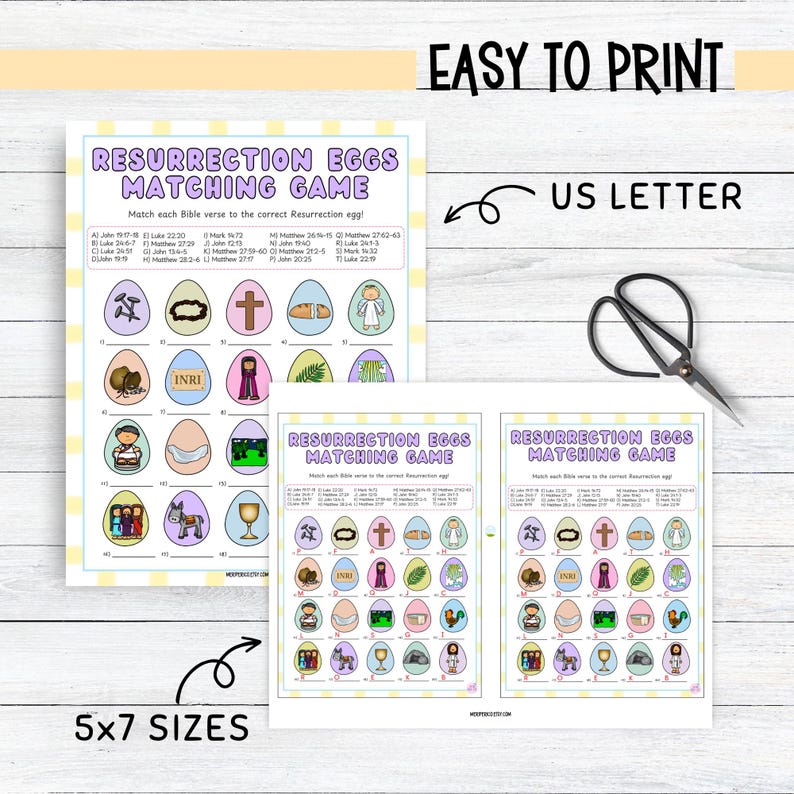 Resurrection Eggs Matching Game – Printable Easter Bible Activity for ...