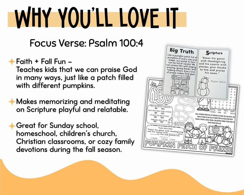 Pumpkin Patch Themed Bible Activity Set for Fall/harvest, Sunday School ...