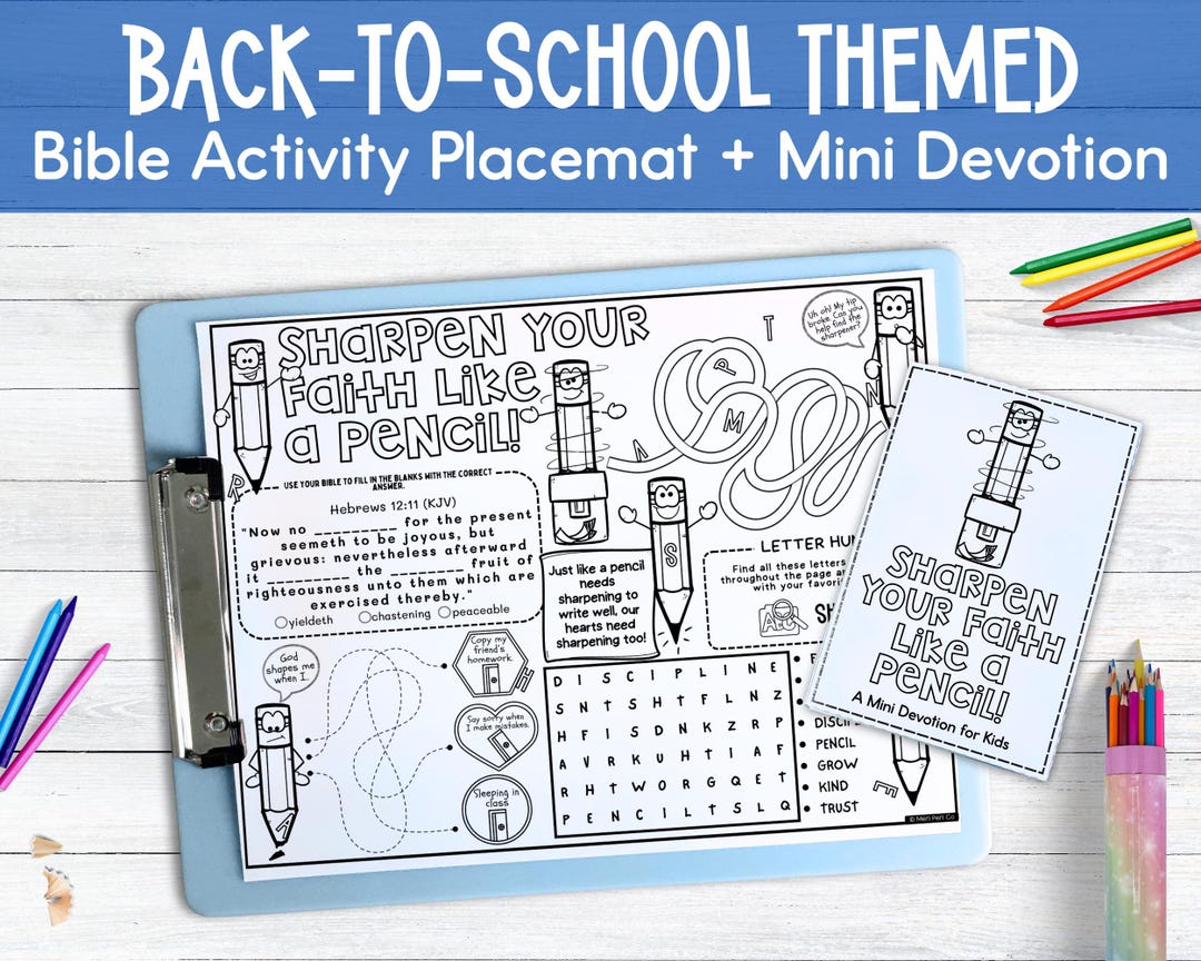 Back to School Pencil Themed Bible Activity Set Kids' Sunday School ...
