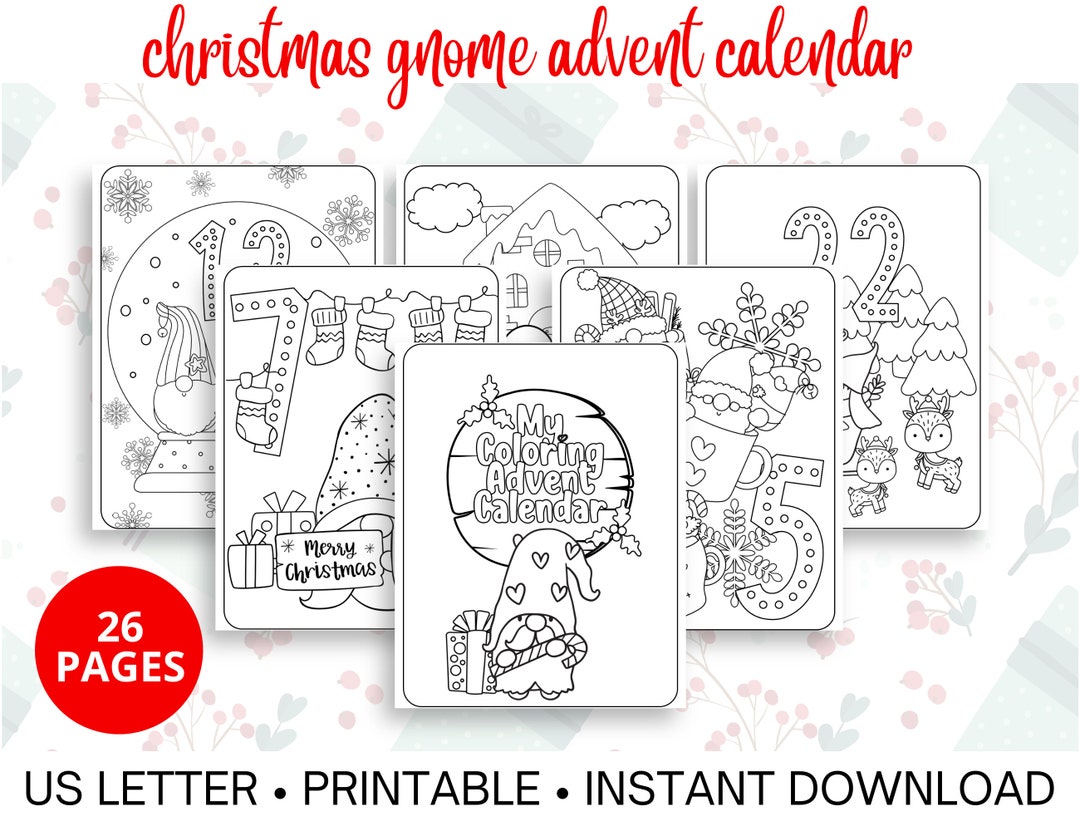 Christmas Gnome Coloring Advent Calendar - Christmas Gnome Coloring ...