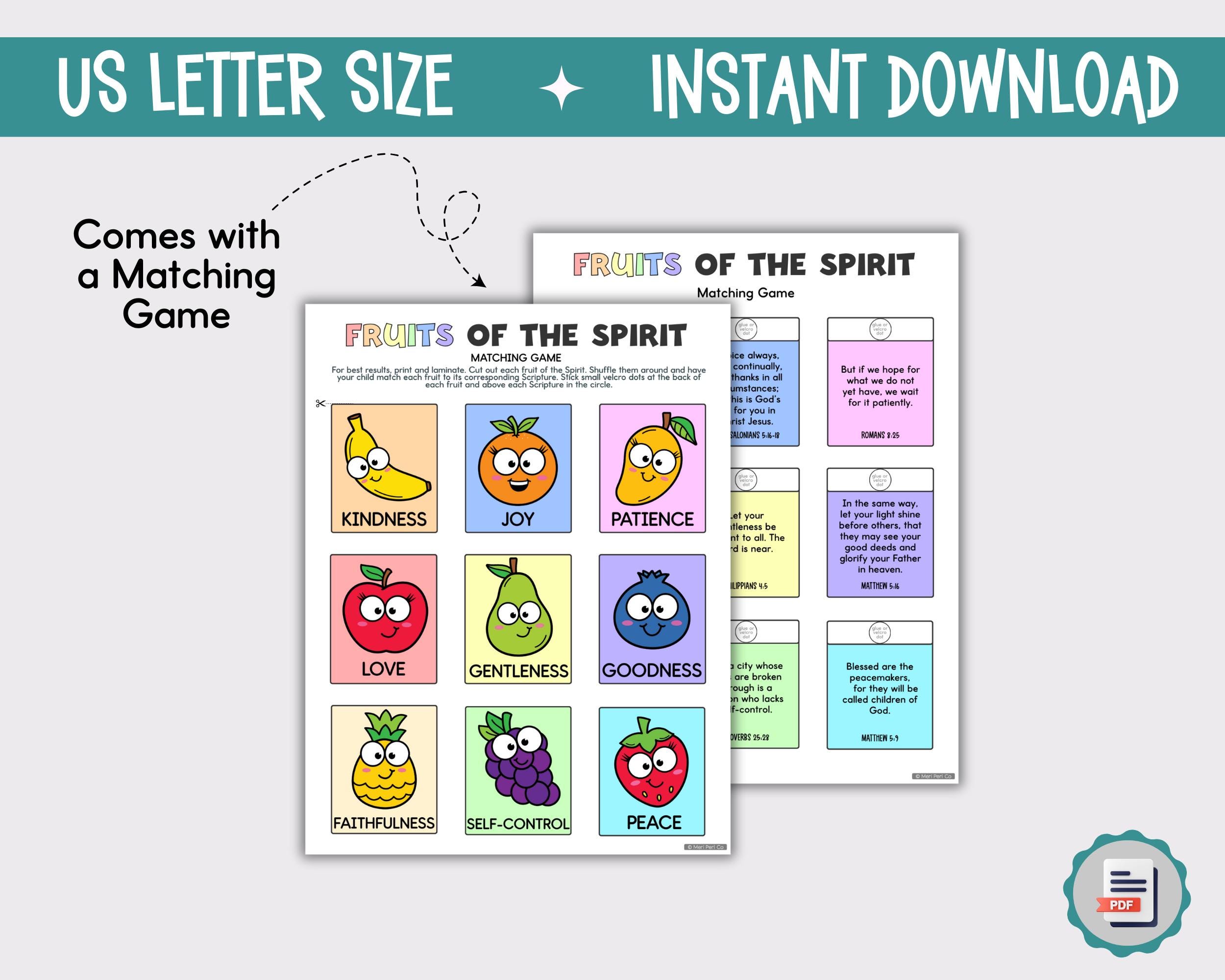 Fruits of the Spirit Bible Craft, Galatians 5:22-23 Cut & Paste ...