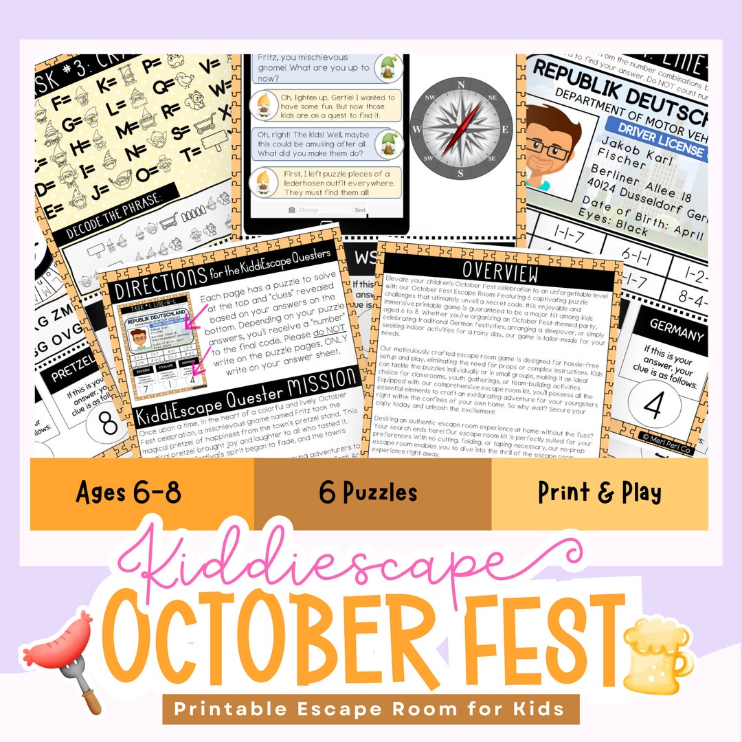 October Fest-themed Printable Escape Room for Kids | Fun and ...