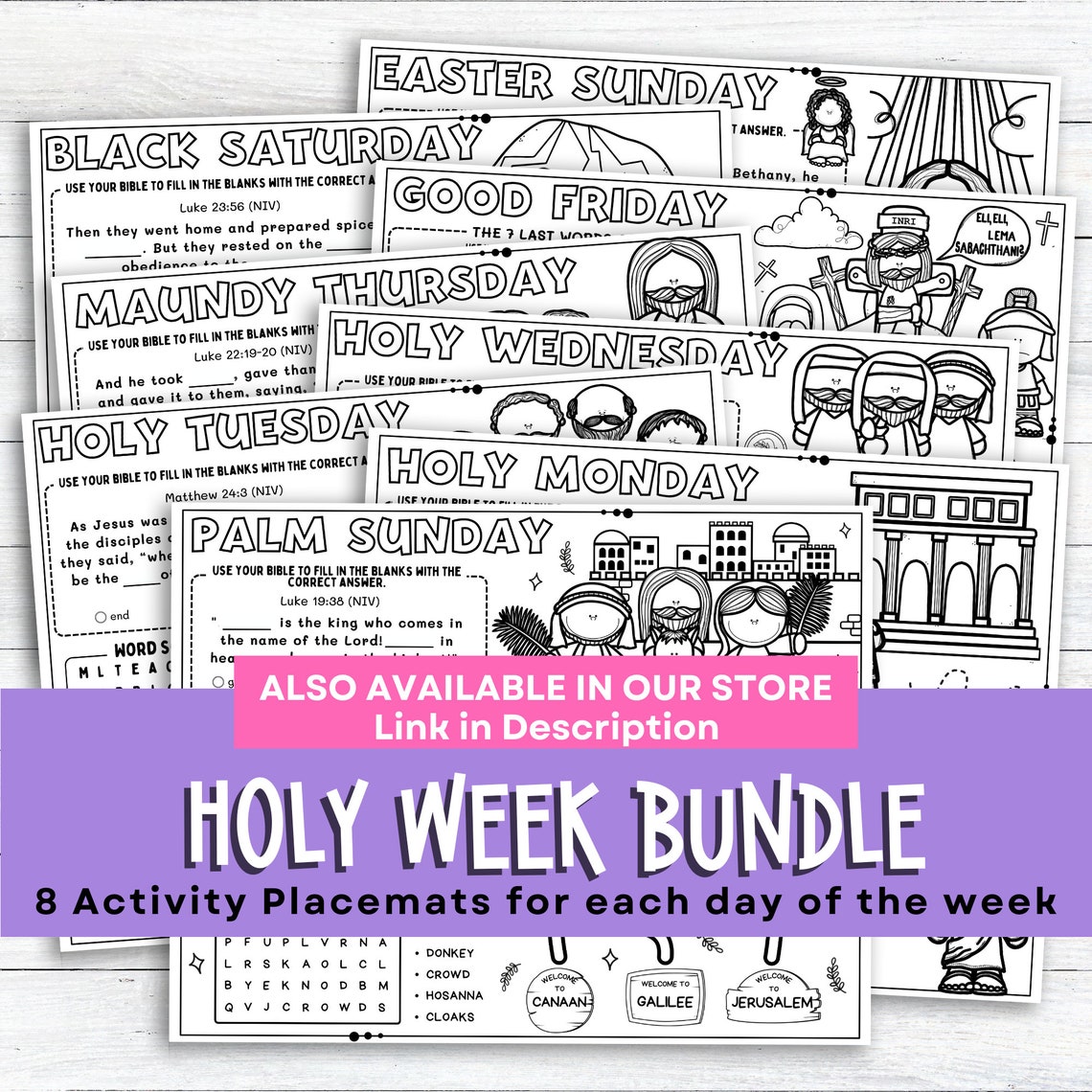 Good Friday Activity Placemat, Holy Week, Lenten Season Coloring ...