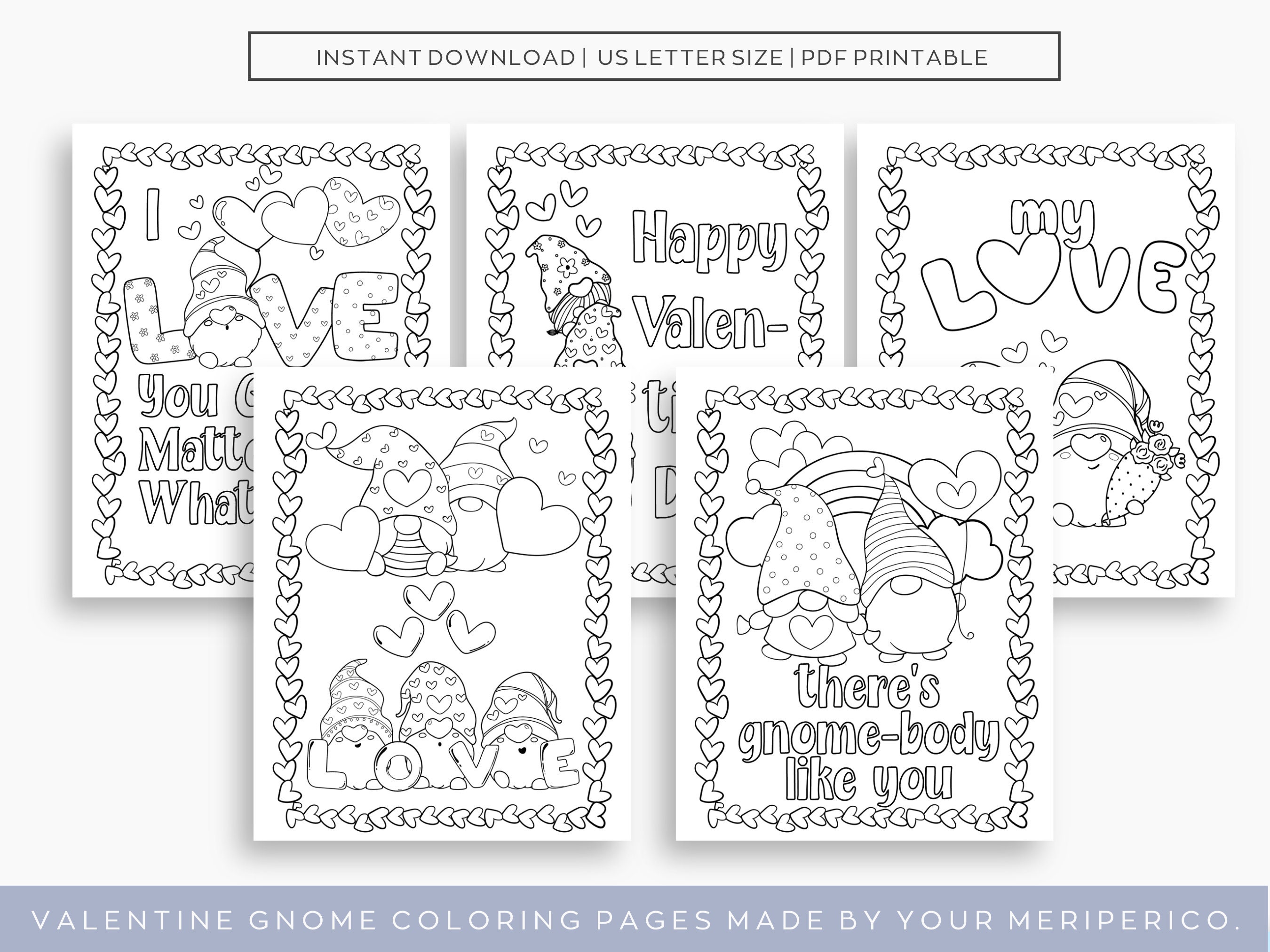 Valentine Gnome Coloring Pages - 10 Printable Valentine Gnome Coloring ...