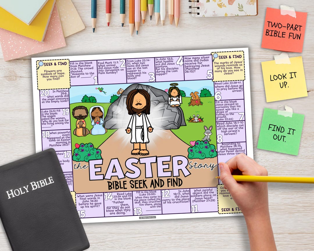 Easter Story Bible Seek and Find, Resurrection Scavenger Hunt Easter ...