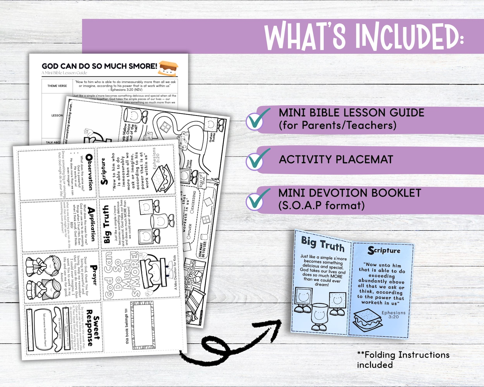 Smores Themed Bible Activity Set Kids' Sunday School, Summer Bible ...