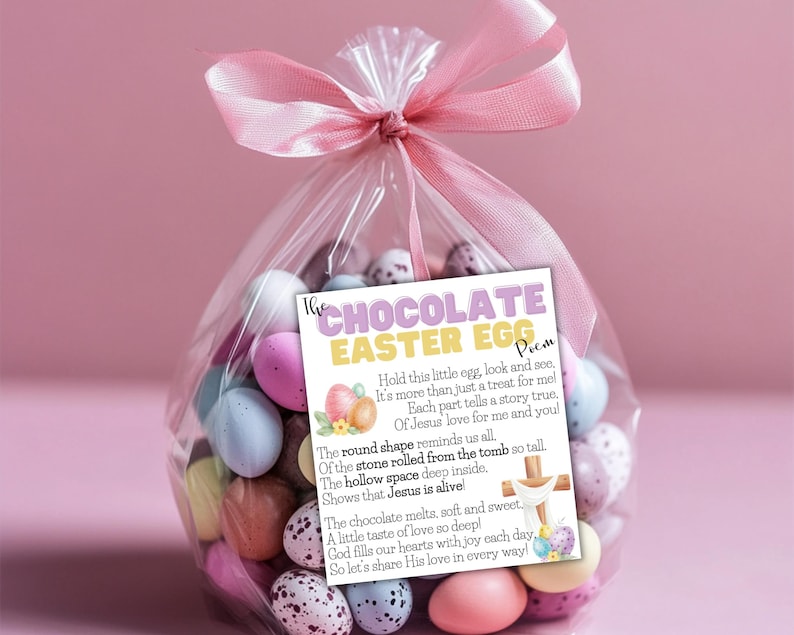 Chocolate Easter Egg Poem Tag – Printable Easter Favor, Easter Sunday ...