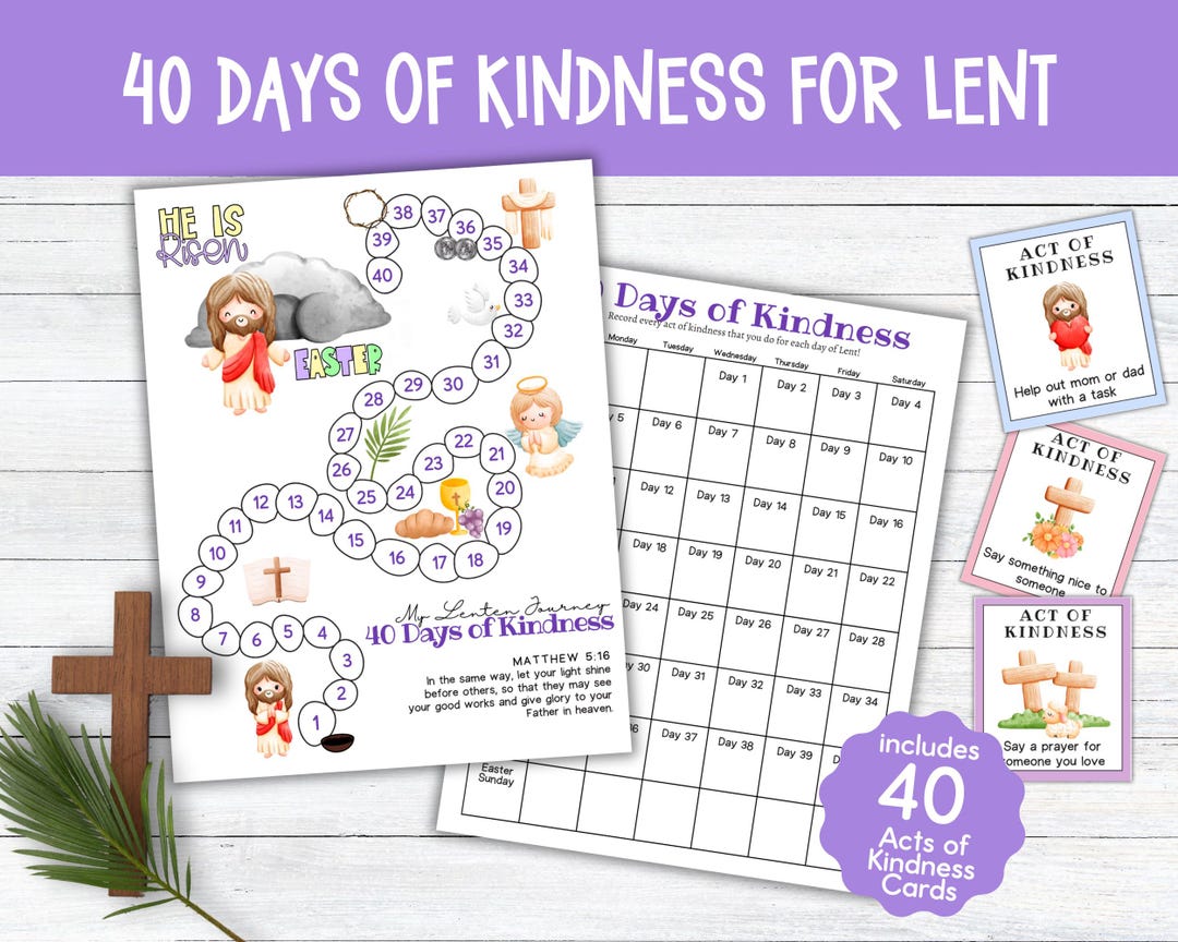 40 Days of Kindness for Lent, Acts of Kindness Lenten Calendar for ...