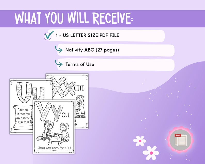 Nativity Bible ABC Coloring Pages for Christian Homeschool Families and ...