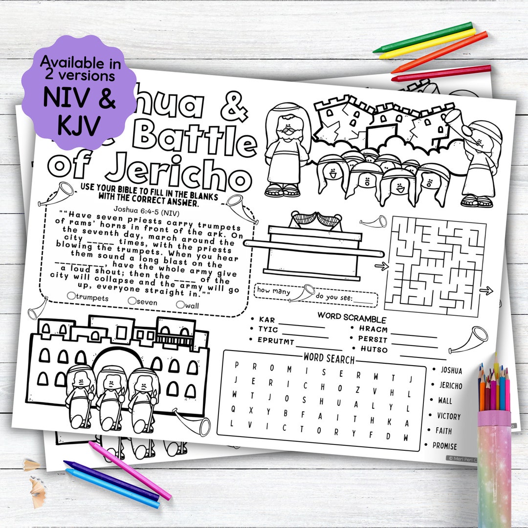 Joshua and the Battle of Jericho Activity Placemat, Bible Story ...