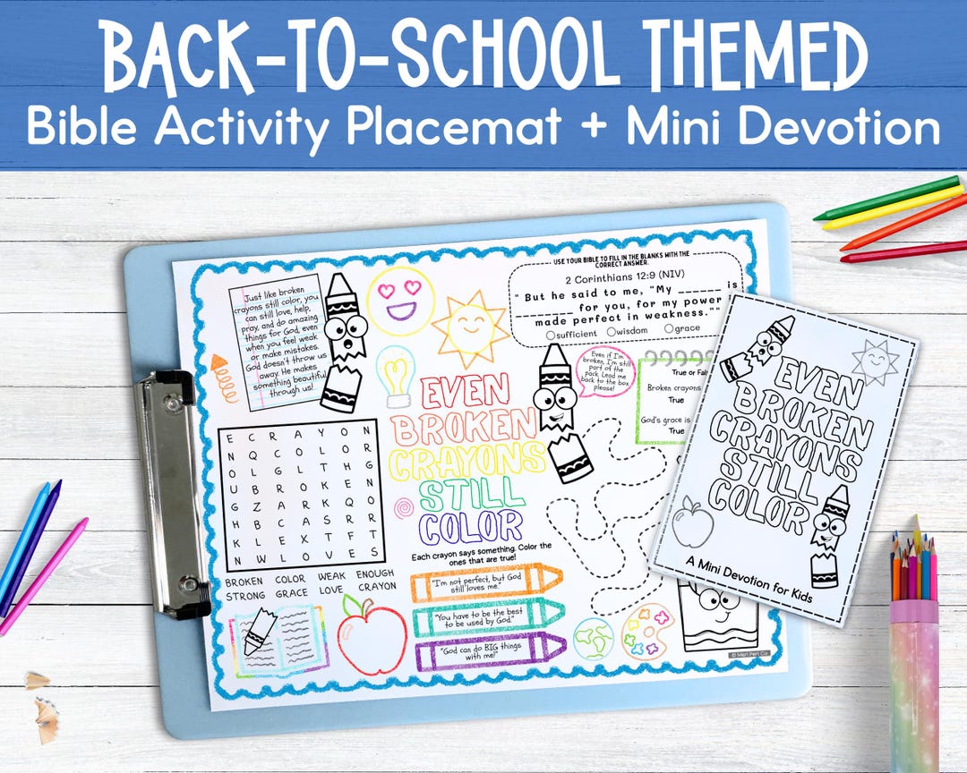 Back to School Crayon Themed Bible Activity Set Kids' Sunday School ...