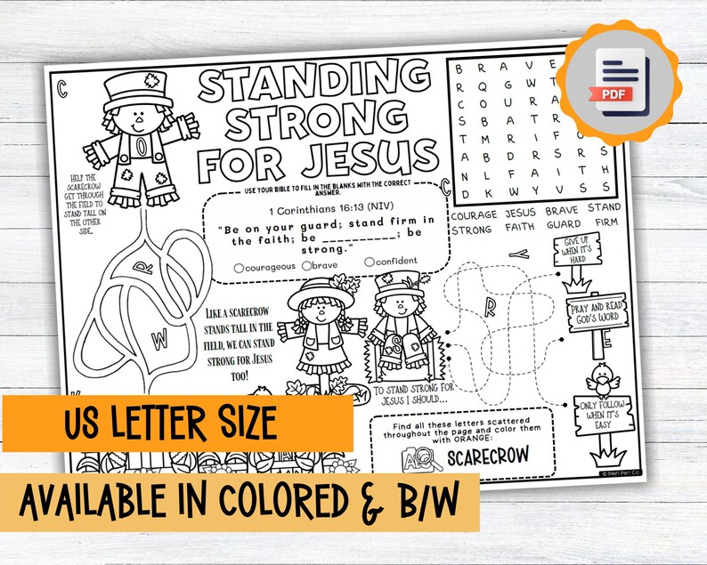 Scarecrow Themed Bible Activity Set for Fall or Halloween, Sunday ...