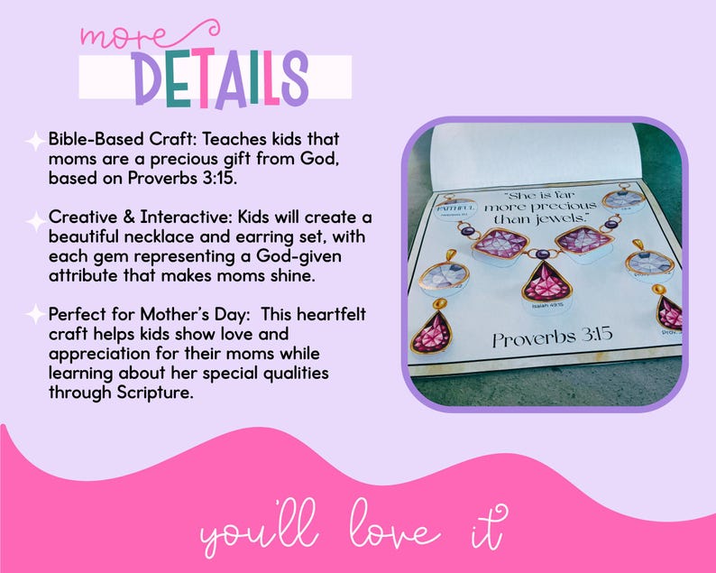 Mothers Day Bible Lesson Craft, Build a Jewelry Craft Activity for ...