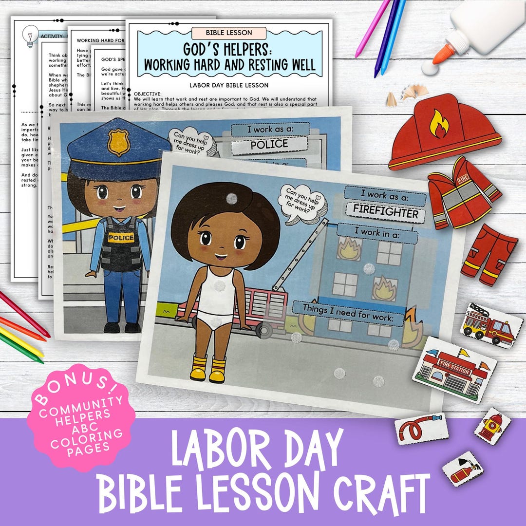 Labor Day Bible Lesson Craft, God's Helpers, Community Helper Craft ...
