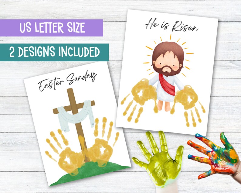 Easter Sunday Handprint Art Craft - Easter Story, He is Risen ...