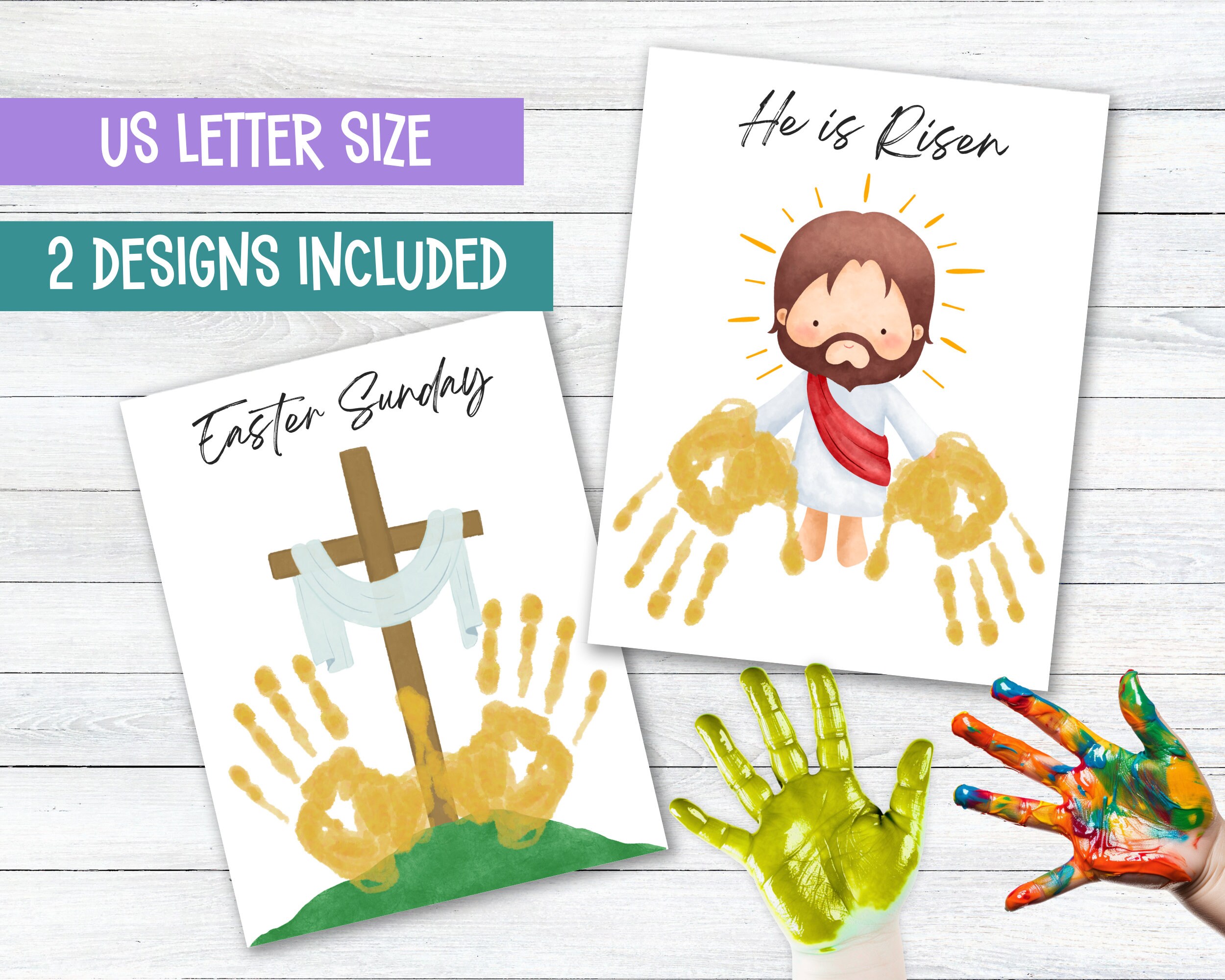 Easter Sunday Handprint Art Craft - Easter Story, He is Risen ...