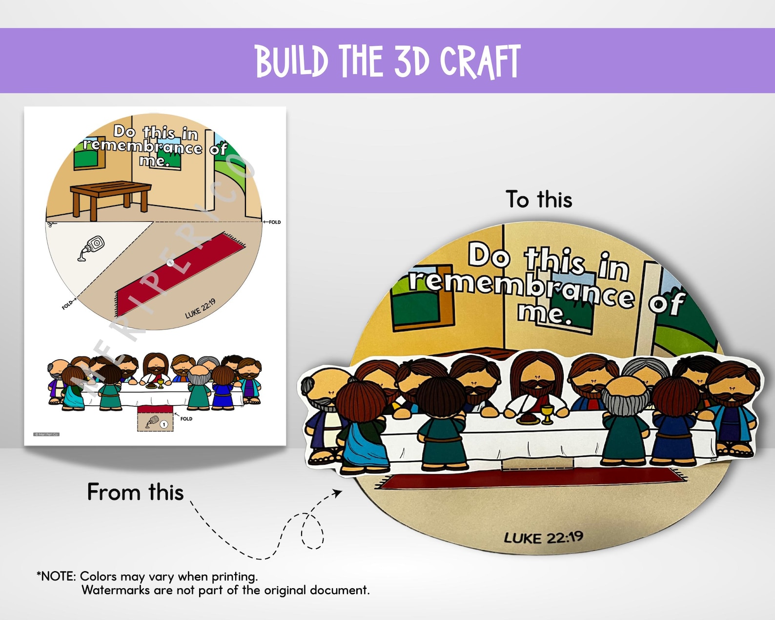 The Last Supper 3D Craft for Holy Week as Kids Activity for Sunday ...