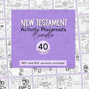 NEW TESTAMENT Bundle Activity Placemat, Life of Jesus Coloring Placemat ...
