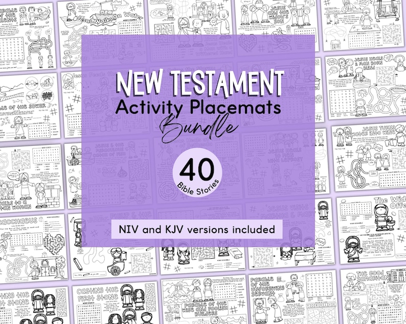 NEW TESTAMENT Bundle Activity Placemat, Life of Jesus Coloring Placemat ...