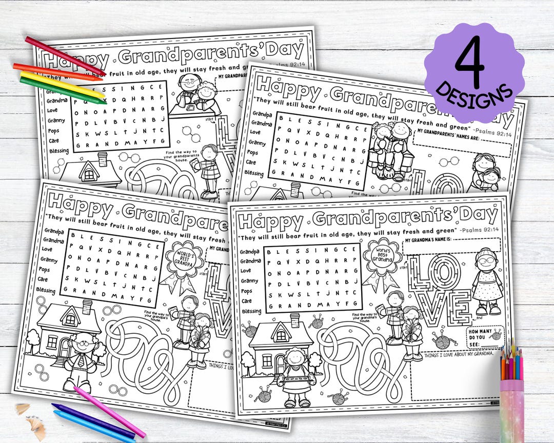 Grandparents Day Activity Placemat, Grandpa, Grandma Bible-based ...