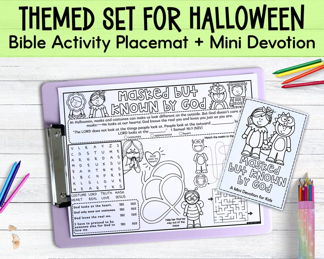 Costume Themed Bible Activity Set for Halloween, Sunday School Bible ...
