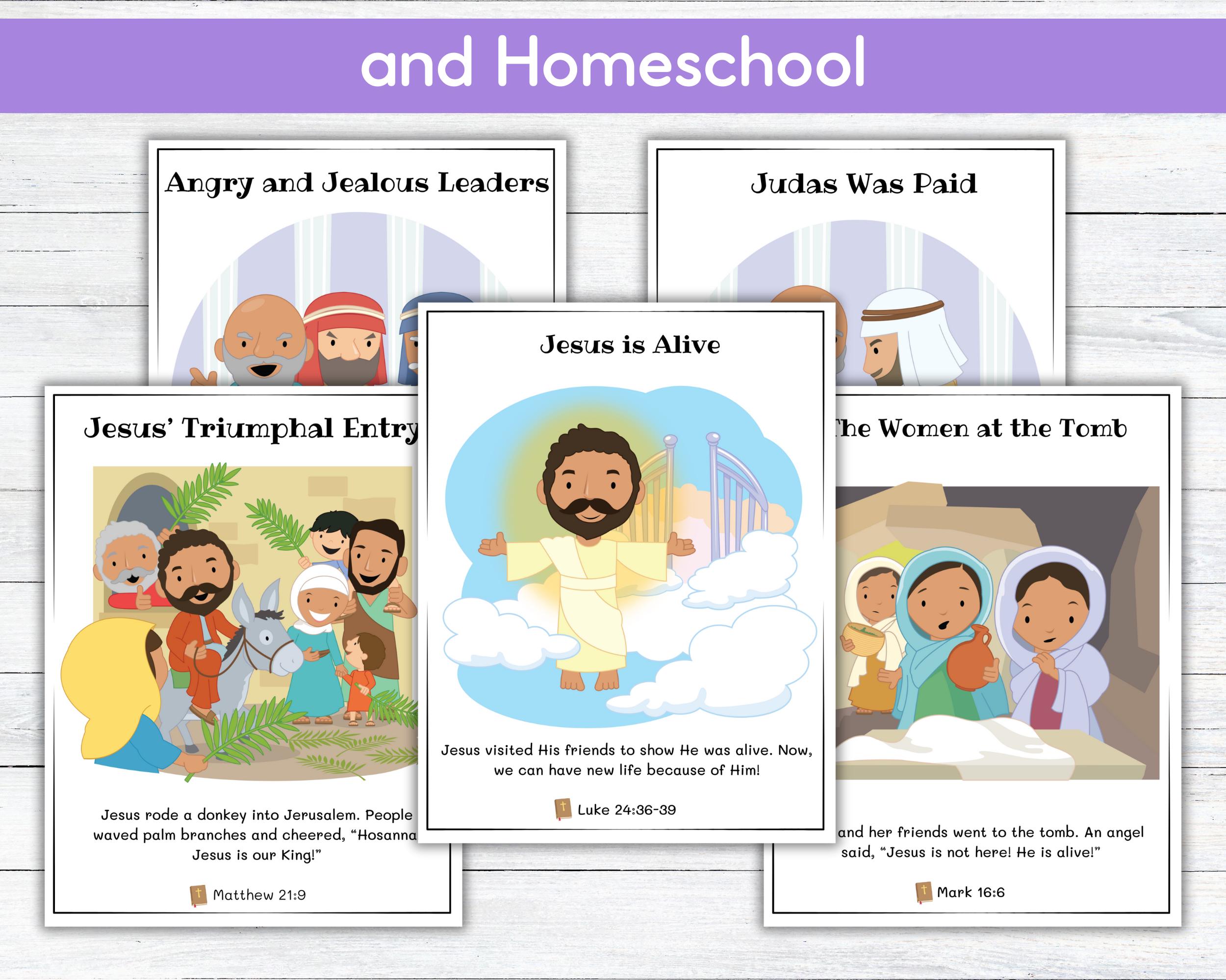 Easter Story Posters for Kids | Holy Week Bible Story Printables ...