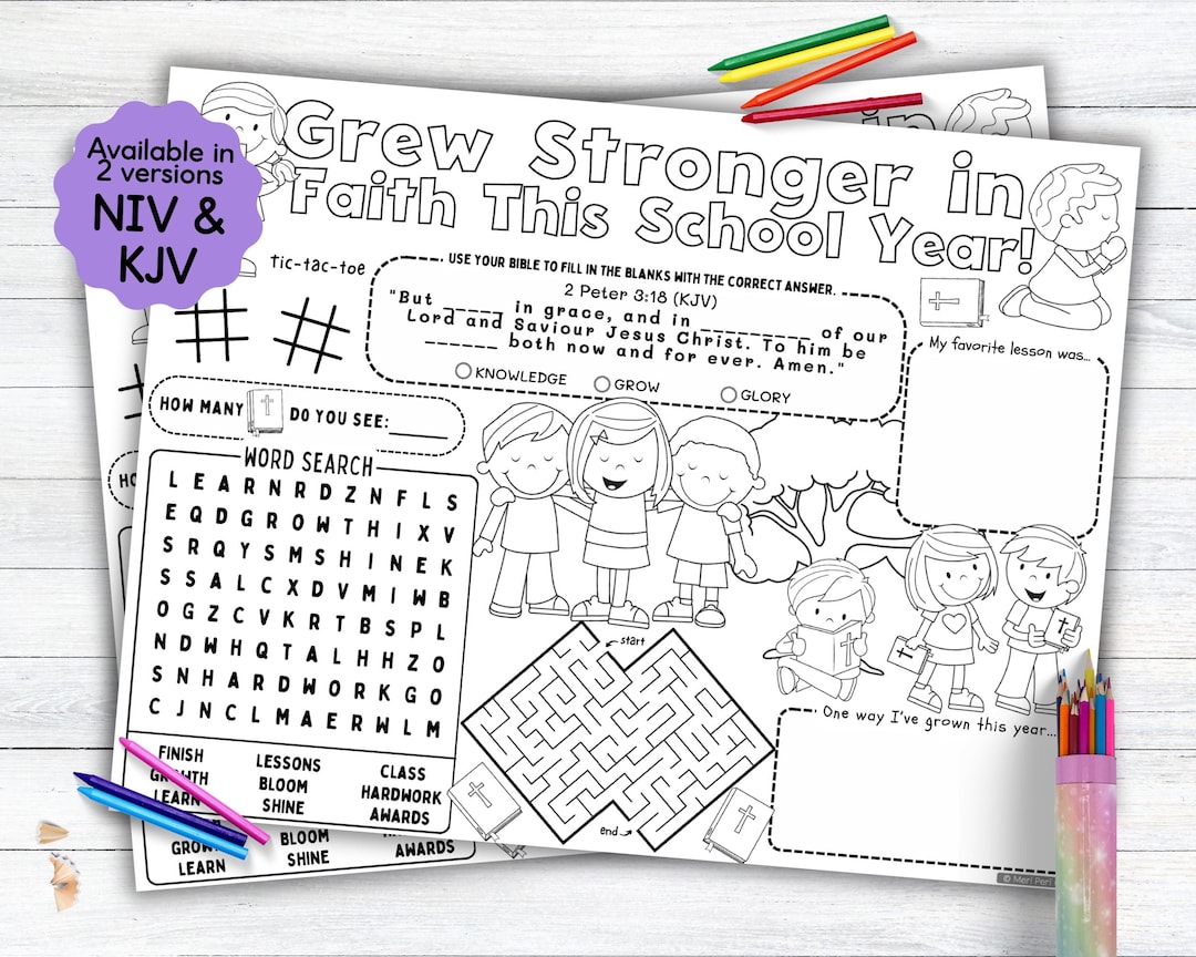 End of School Year Activity Placemat, Year End Bible-based Coloring ...